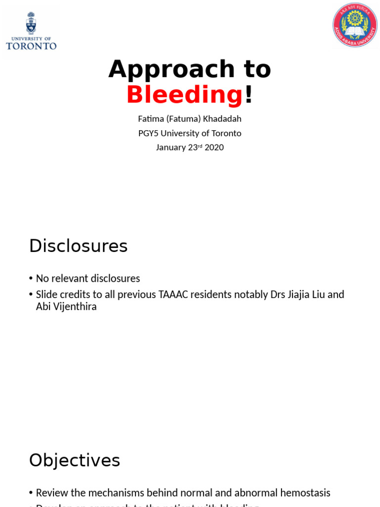 Bleeding Approach Fatima | PDF | Coagulation | Bleeding