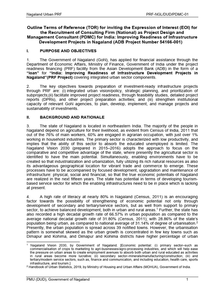 Final EOI_TOR for PDMC under Nagaland PRF_20July2021 | PDF | Infrastructure | Household