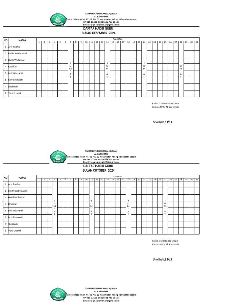 Absen Guru Tpq | PDF