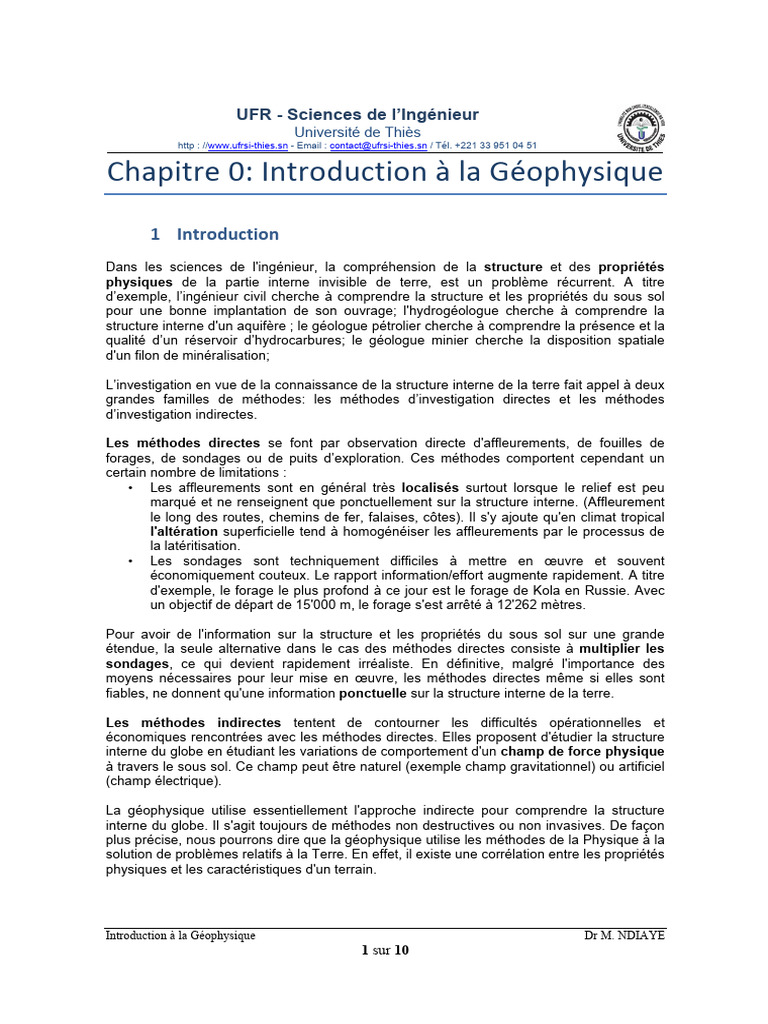 Introduction à la Géophysique et ses Méthodes | PDF | Prospection ...