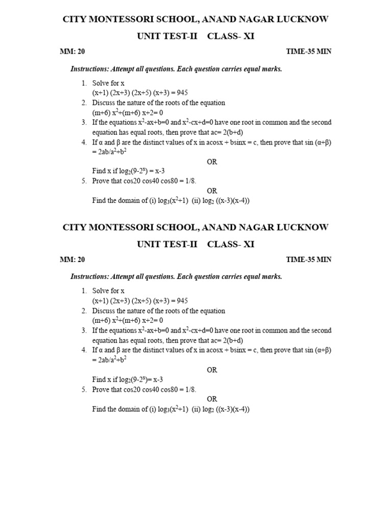 Maths Class 11 | PDF