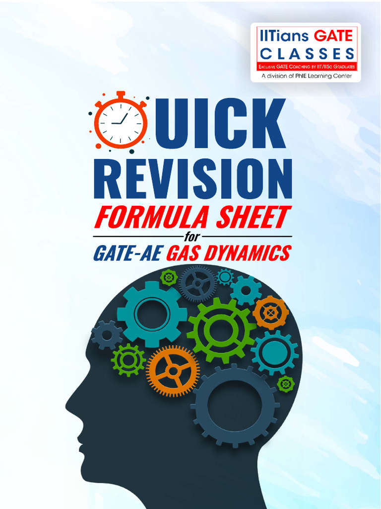 Gas Dynamics - Quick Revision and Formulae Sheet - v2 | PDF