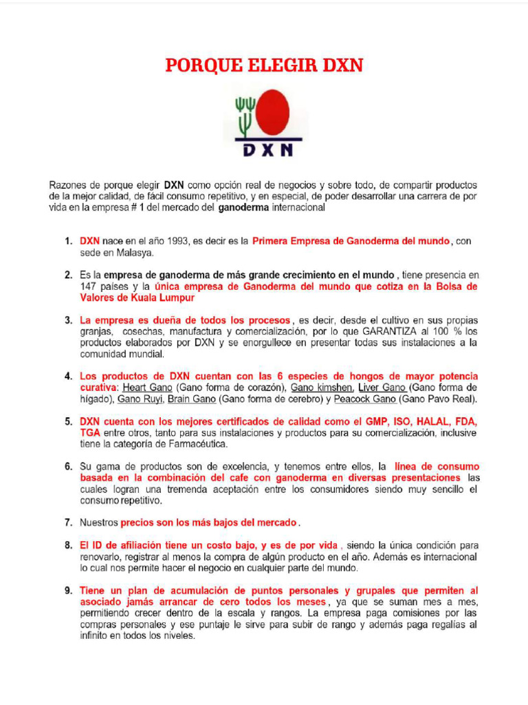 Porqué DXN | PDF
