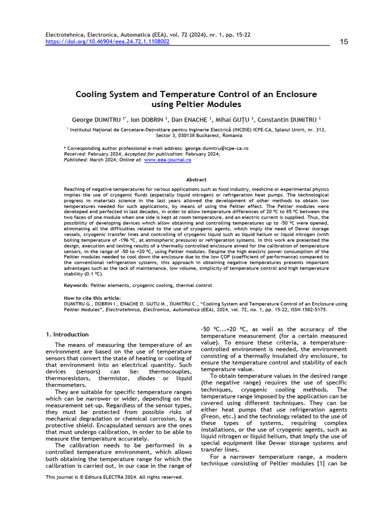 Cooling System and Temperature Control of An Enclosure | PDF | Applied ...