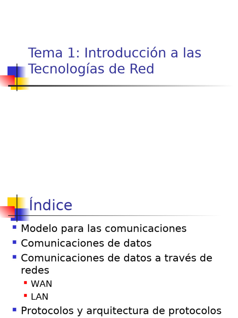 Tema1 Introduccion A Las Tecnologias de Red | PDF | Protocolo de Control de Transmisión | Red de ...