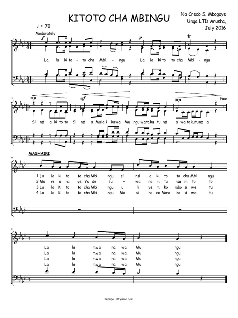 7d495 Kitoto - Cha - Mbingu Na Credo S - Mbogoye | PDF