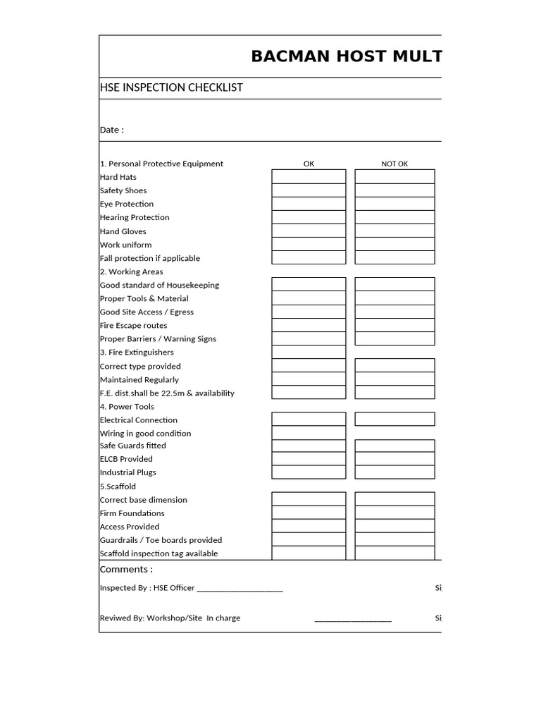 Weekly Inspection Checklist | PDF