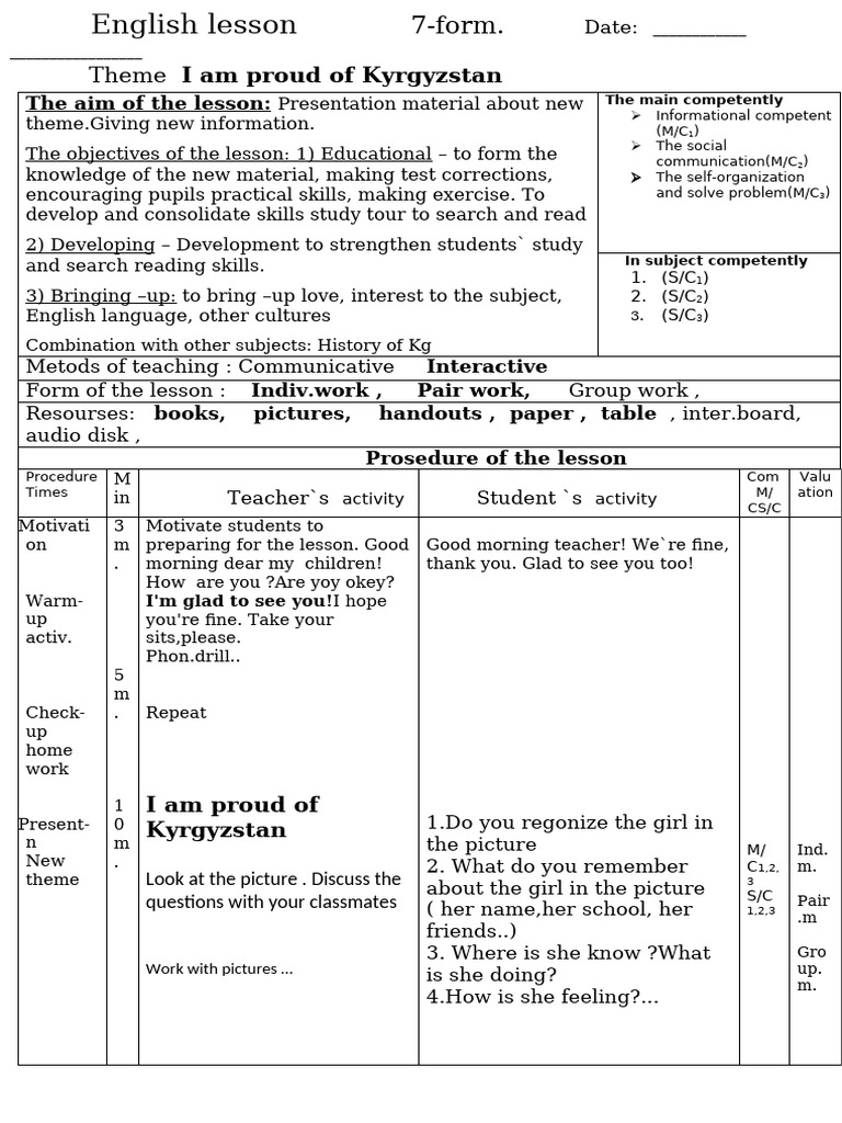 7-кл.поур.4-quarter. jika 2025 | PDF | Grammatical Tense | Verb