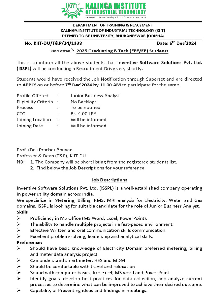 Recruitment for Junior Business Analyst at ISSPL | PDF | Software ...