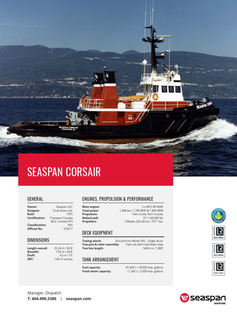 Seaspan Vessel FactSheet Corsair | PDF