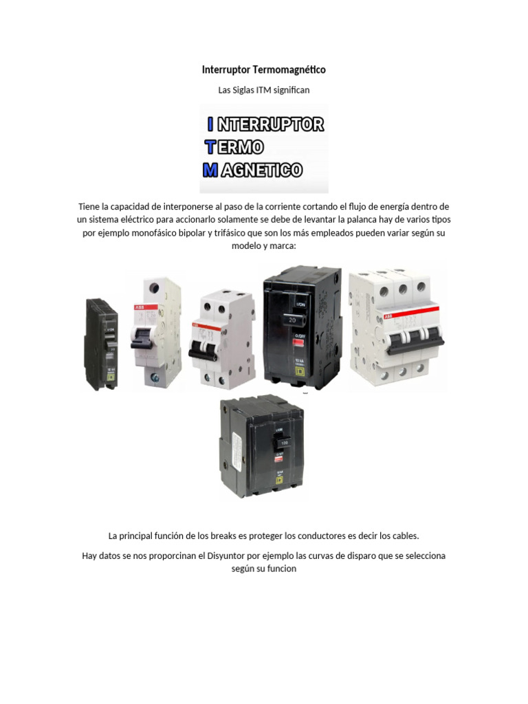 Interruptor Termomagnético | PDF | Corriente eléctrica | Ingenieria ...