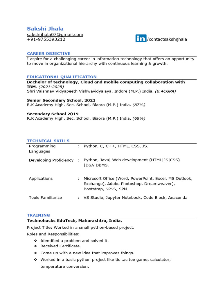 updatedResume.sakshi | PDF | Computing | Software Engineering