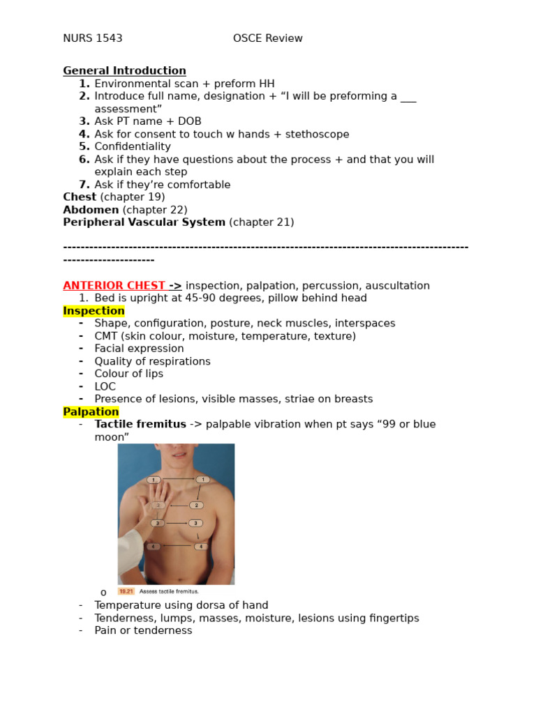 NURSE1543 OSCE 2 Cheat Sheet | PDF | Thorax | Ankle