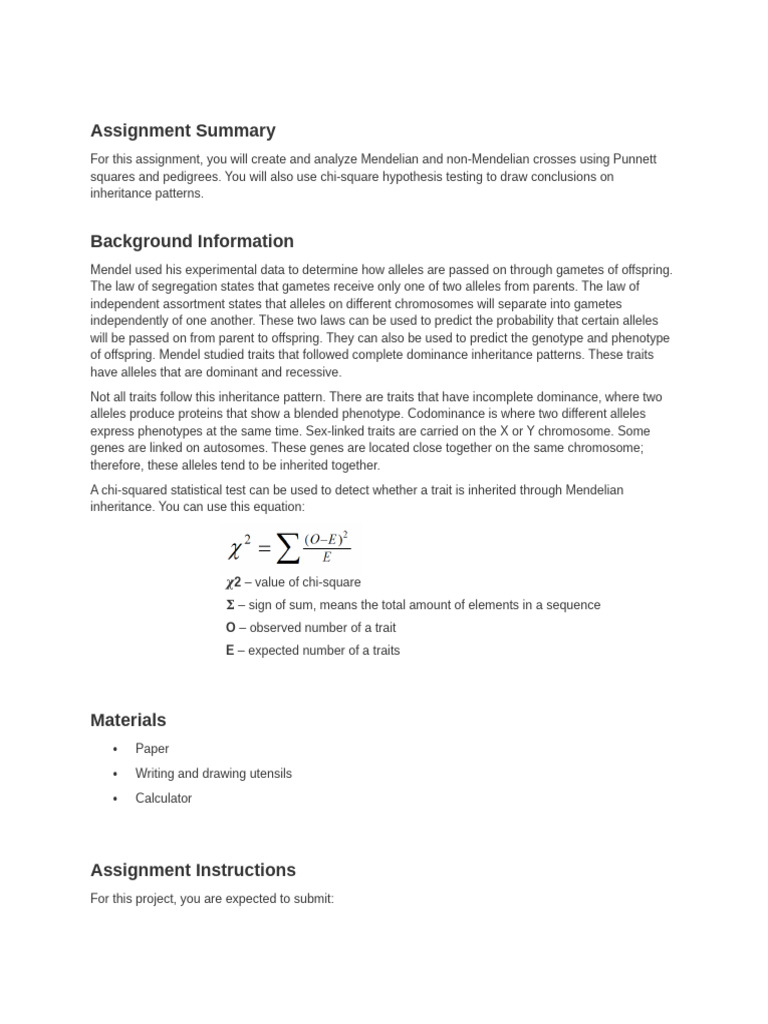 Project - Non-Mendelian Inheritance - Student Guide | PDF | Dominance ...