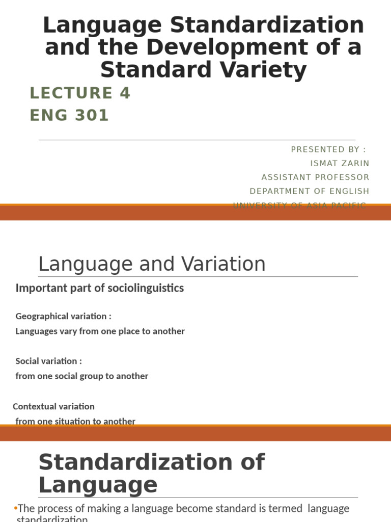 Lecture 4_ IZ_Language Standardization | PDF | Dialect | Human Communication