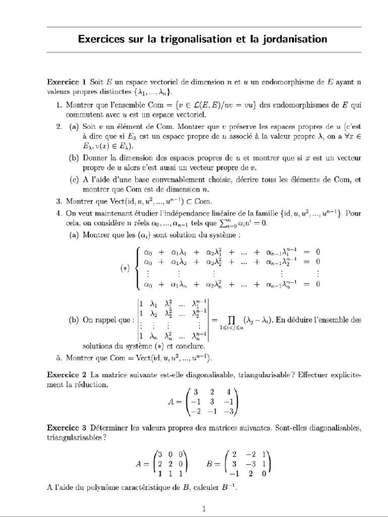 Exercices Trigonalisation | PDF
