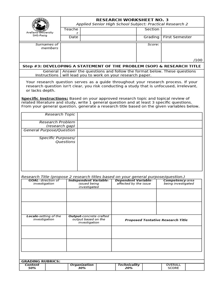 Developing Research Questions & Titles | PDF