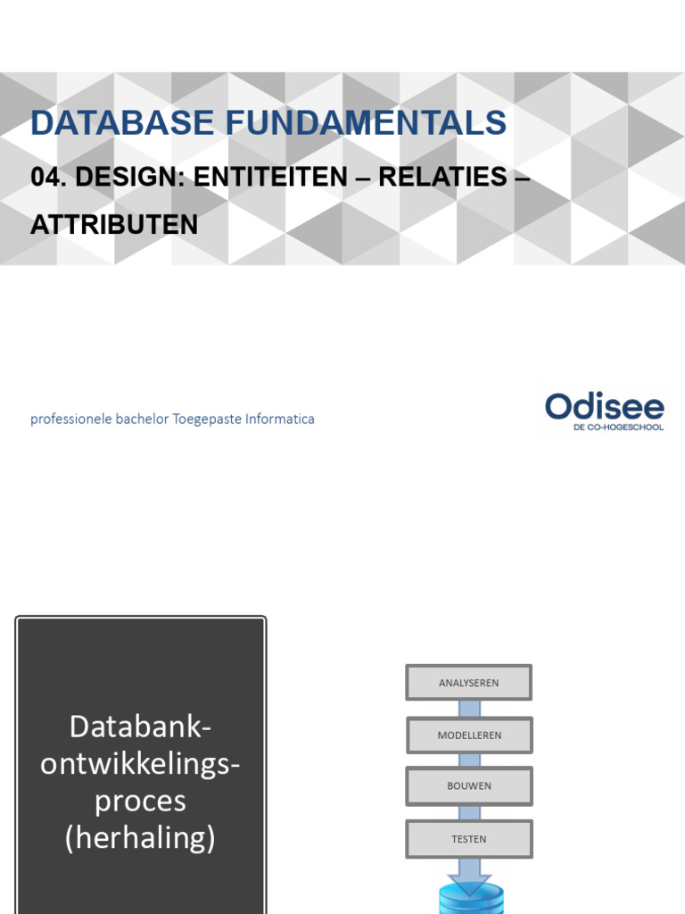 04 Design - ERD Notaties - Entiteiten - Relaties - Attributen - SLIDES ...