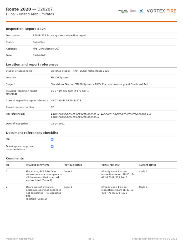 Inspection Report #324 - R70 IR 578 Active systems inspection report | PDF | Manufactured Goods