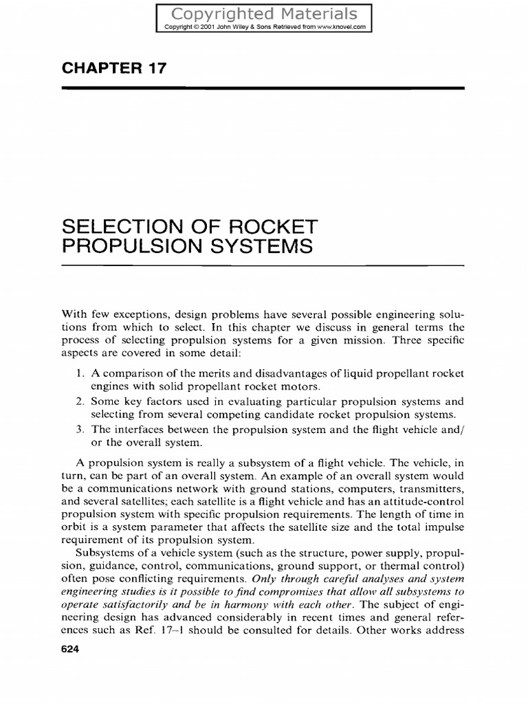 17 Selection of Rocket Propulsion System | PDF | Rocket Propellant ...
