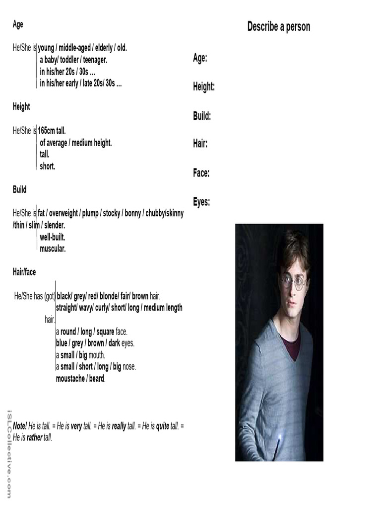How to Describe a Person's Attributes | PDF | Hair | Anatomy