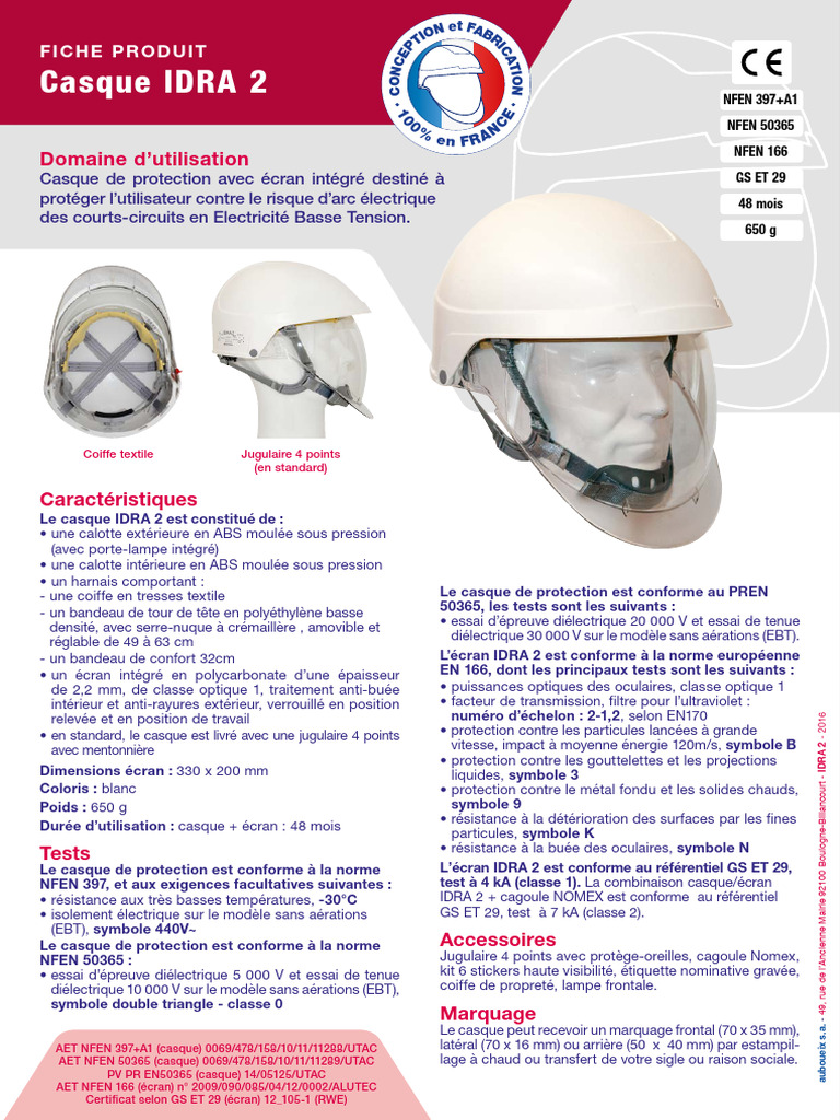 Casque IDRA 2 : Protection Électrique Normée | PDF