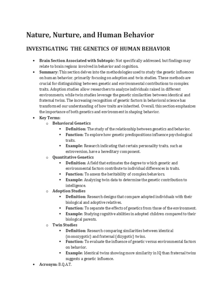 Chapter 6 summary | PDF | Twin | Nature Versus Nurture