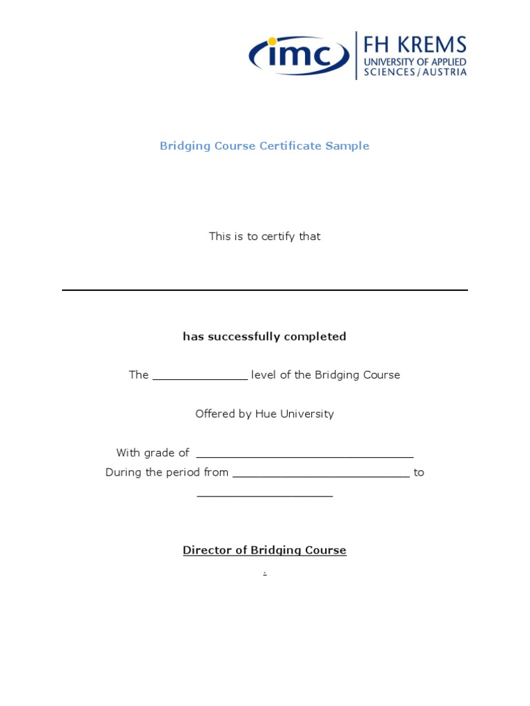 Bridging Course Certificate Template | PDF