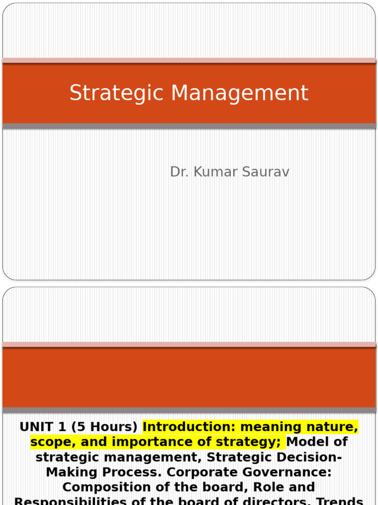 Unit 1 Intro To Strategic Management Pdf Strategic Management