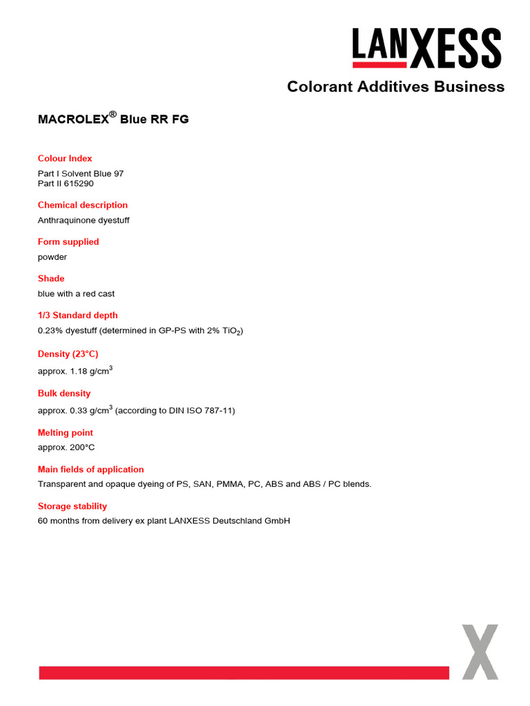Macrolex Blue Rr Fg | PDF | Poly(Methyl Methacrylate) | Dye