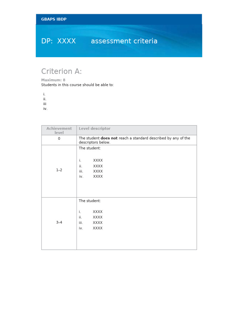 Rubric Starter for IBDP | PDF