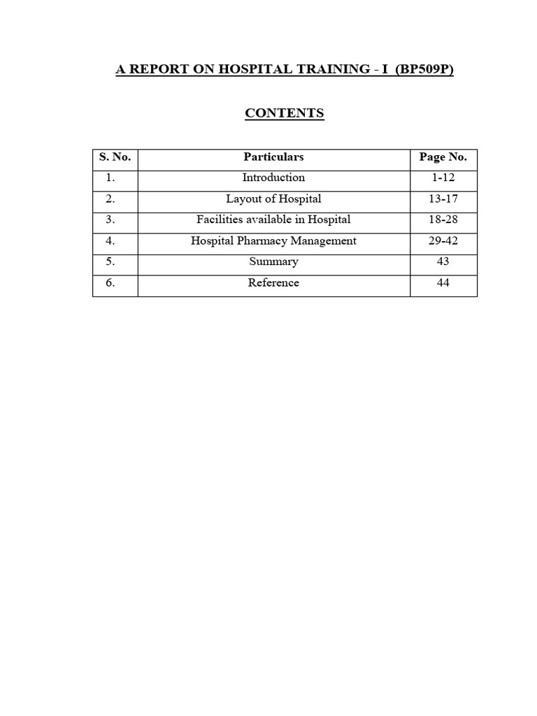 A Report On Hospital Training - 103325 | PDF | Health Care | Pharmacy