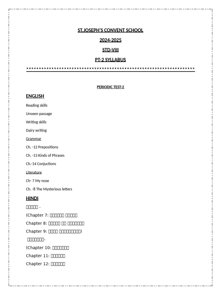 PT - 2. Syllabus Std-Viii | PDF