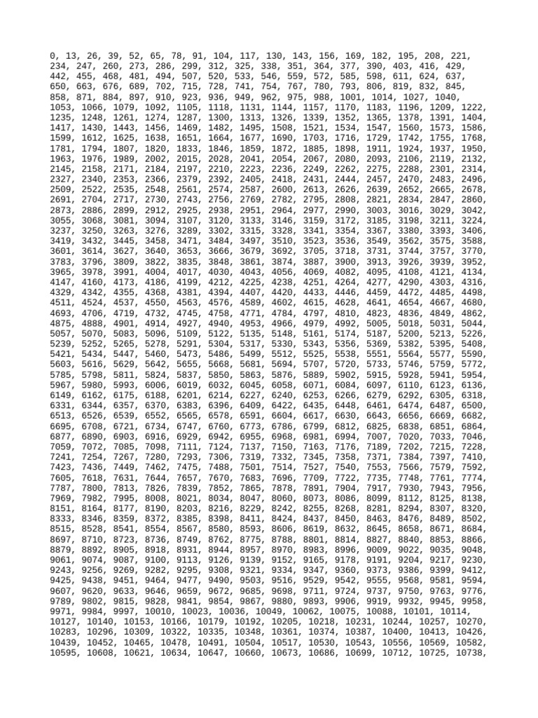 Multiple of 13 List | PDF