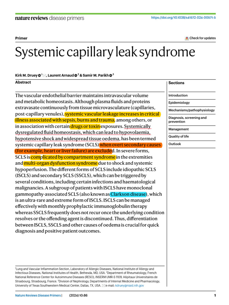 2024 Systemic Capillary Leak Syndrome[1] | PDF | Medical Specialties ...