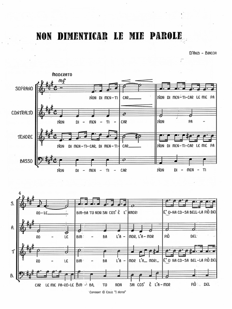 Non Dimenticar Le Mie Parole-Danzi-Bracchi | PDF