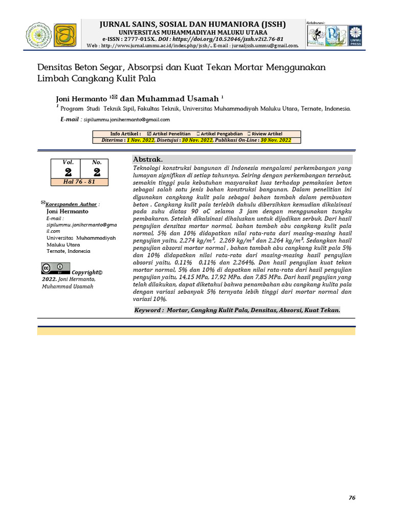 Densitas Beton Segar Absorpsi Dan Kuat Tekan Morta | PDF