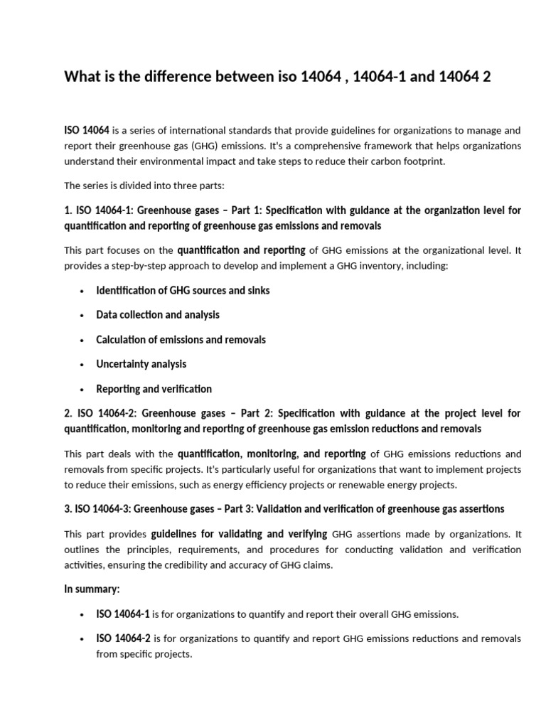 ISO 14064 Standards Explained | PDF