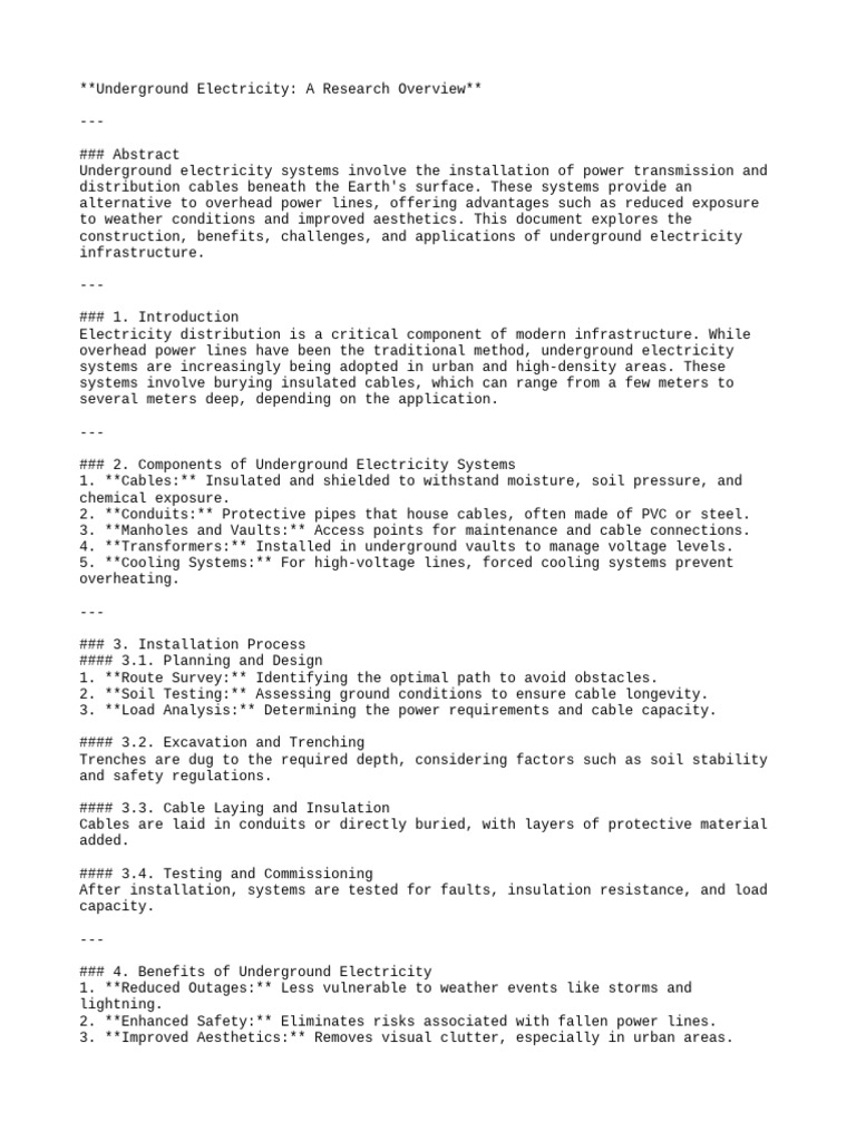 Underground Electricity A Research Overview | PDF | Electric Power ...