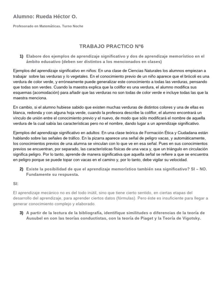 TP 6 Psico | PDF | Aprendizaje | Neurociencia