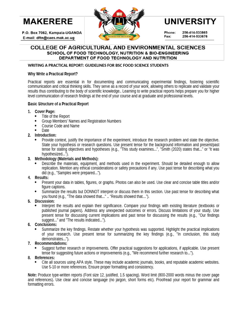Guidelines For Writing Practical Reports - 2023 | PDF | Experiment ...