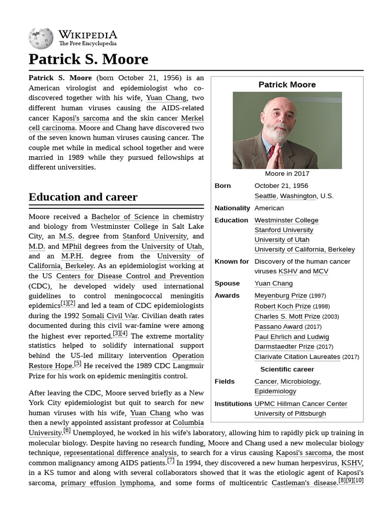 Patrick_S._Moore | PDF | Health Sciences | Medical Specialties
