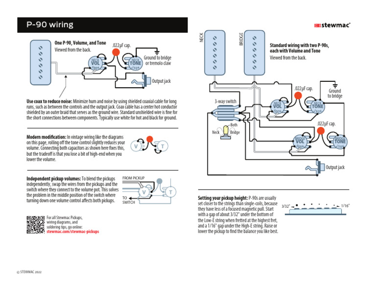 Stewmac p90 Wiring | PDF | Coaxial Cable | Electrical Engineering