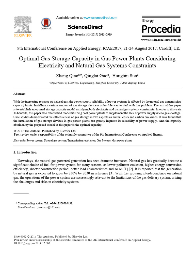 Optimal Gas Storage Capacity in Gas Power | PDF | Power Station ...