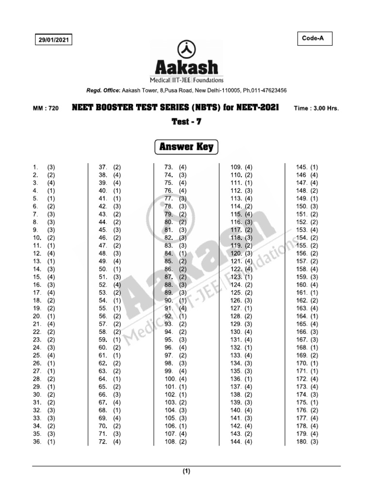 Aakash NBTS 07 Solution | PDF