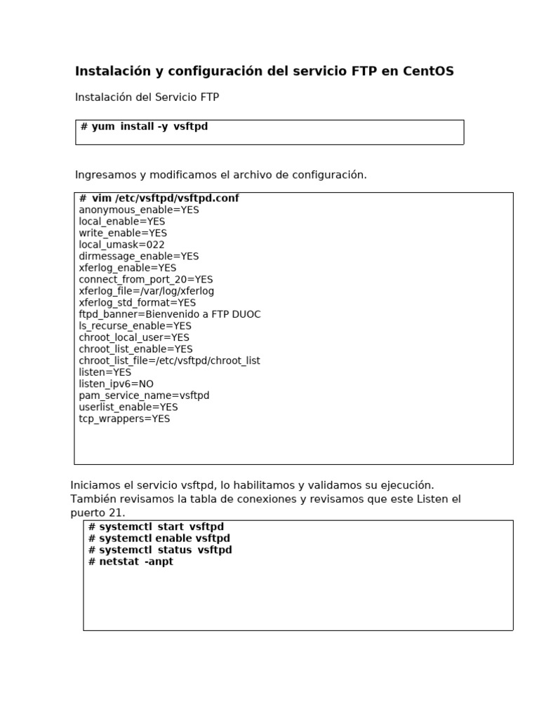 Instalación y Configuración FTP | PDF | Protocolo de transferencia de ...