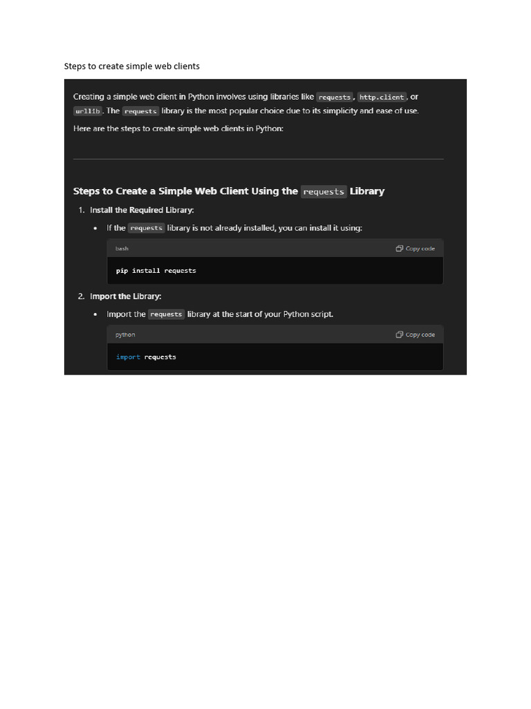 Steps to create simple web clients | PDF Steps to create simple web clients | PDF