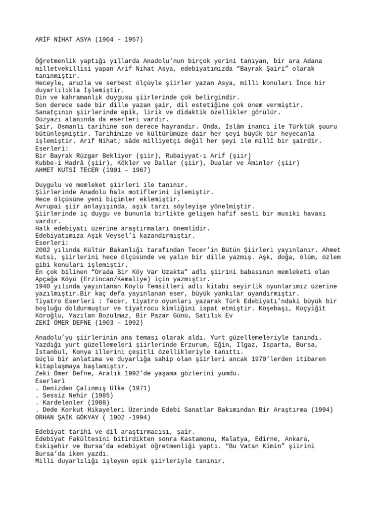 Arif Nihat Asya | PDF
