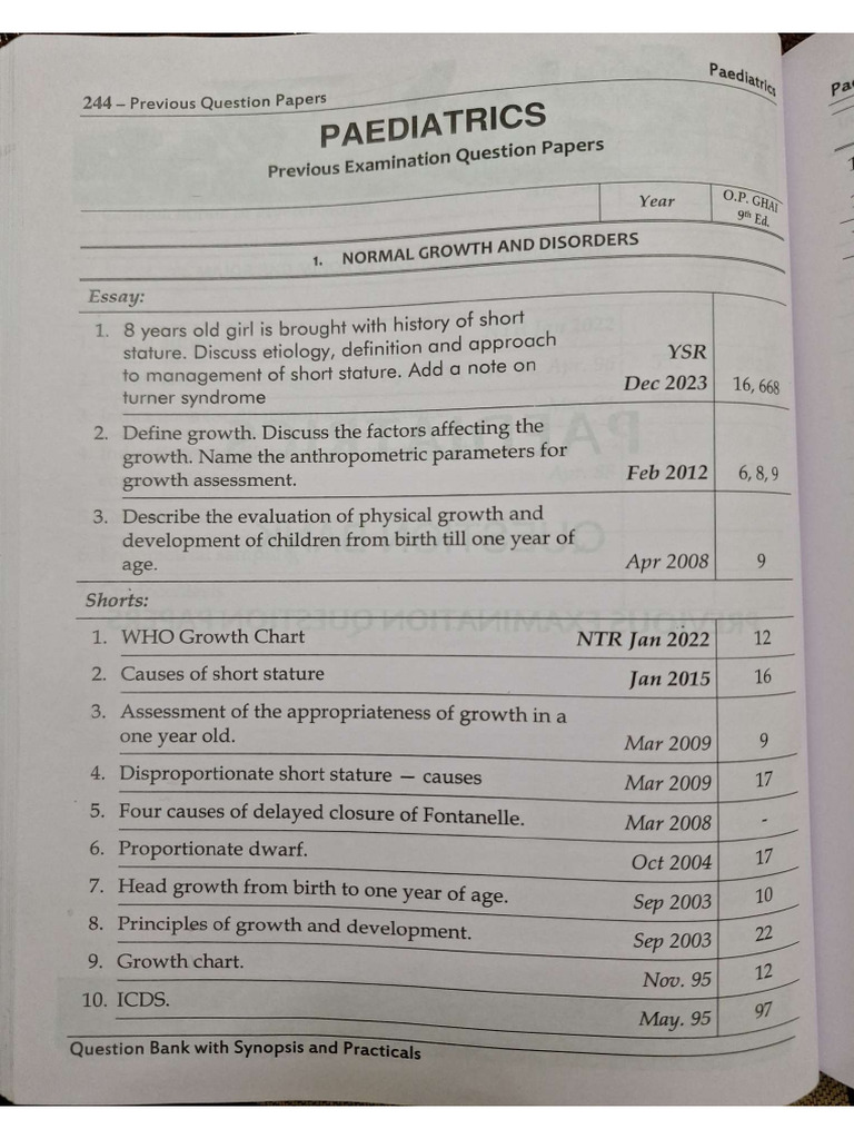 Paediatrics OSMANIA QB | PDF