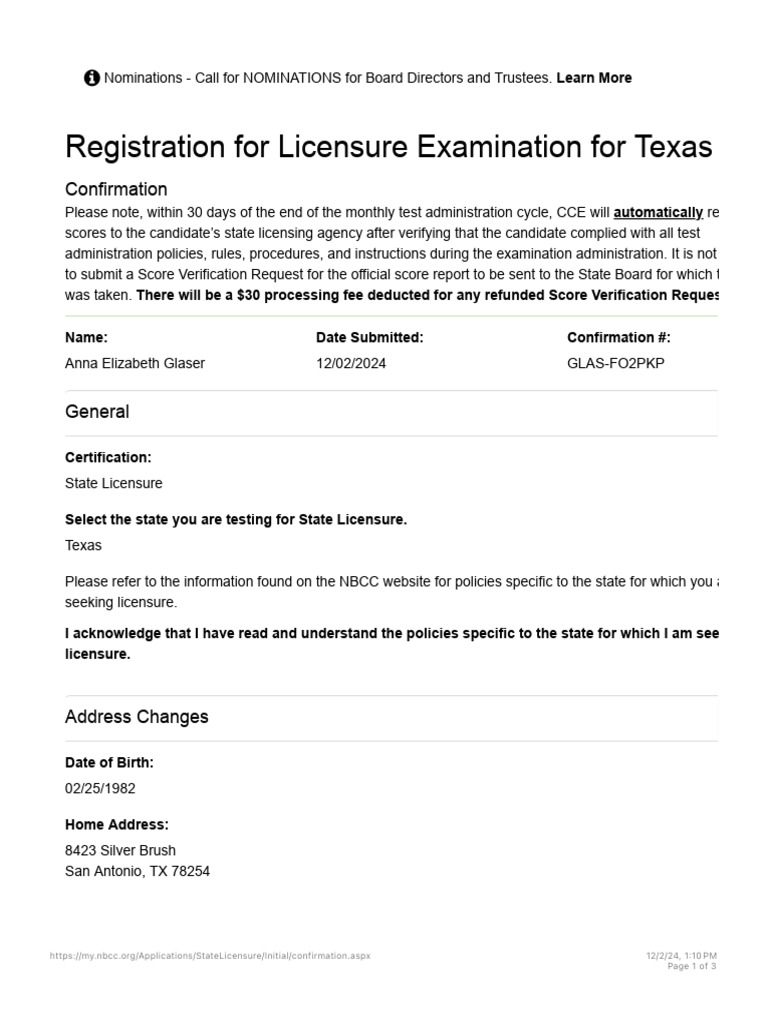 NCE Application Receipt | PDF